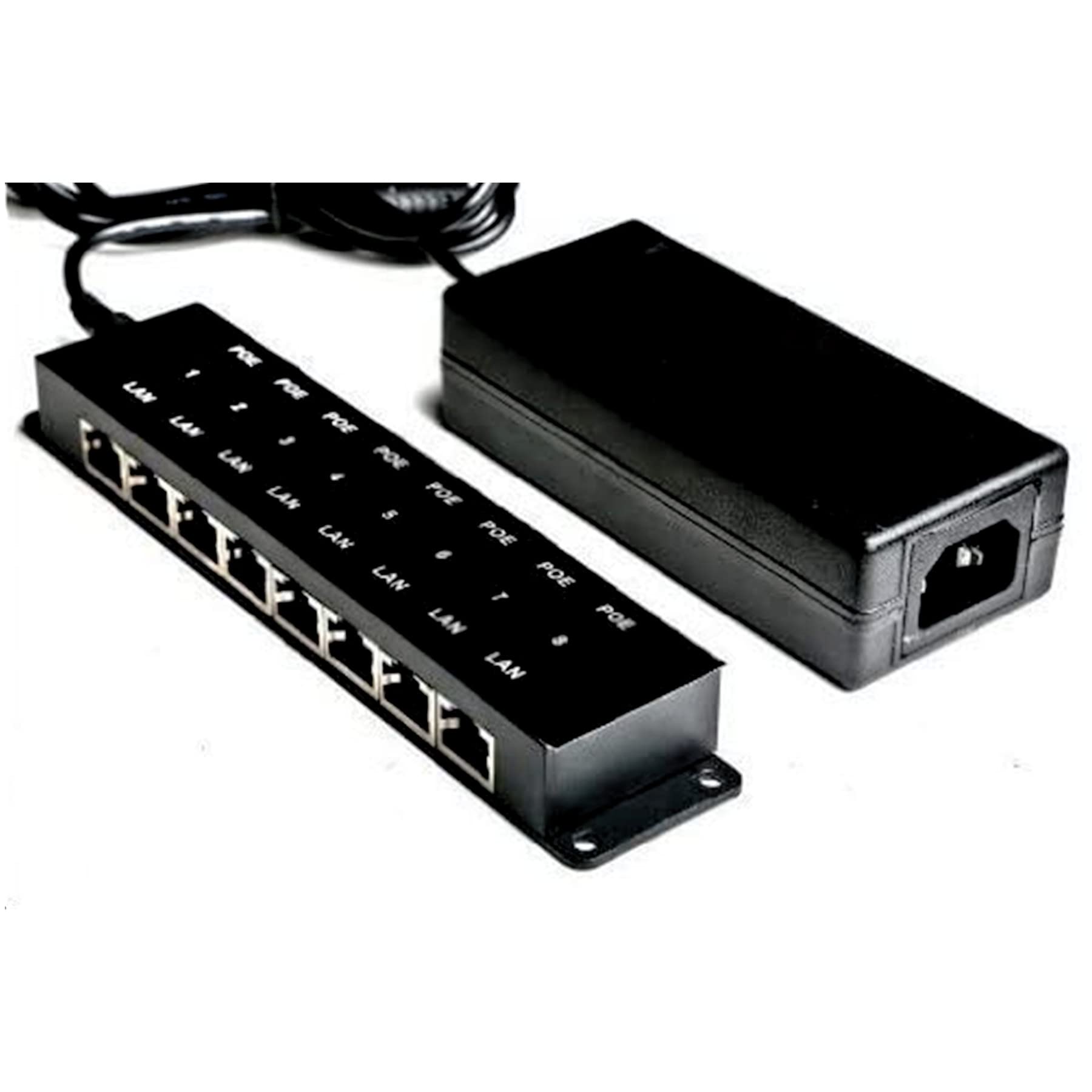 PoE Texas - 8 Port Passive Midspan Injector: Compatible with IEEE 802.3af Power Over Ethernet Devices including Phones Cameras Wifi Access Points and More - WS-POE-8-48v120w