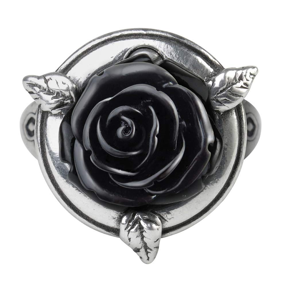 Alchemy Gothic Revered Symbol of Secrecy Black Sub Rosa Poison Ring - Size N/7