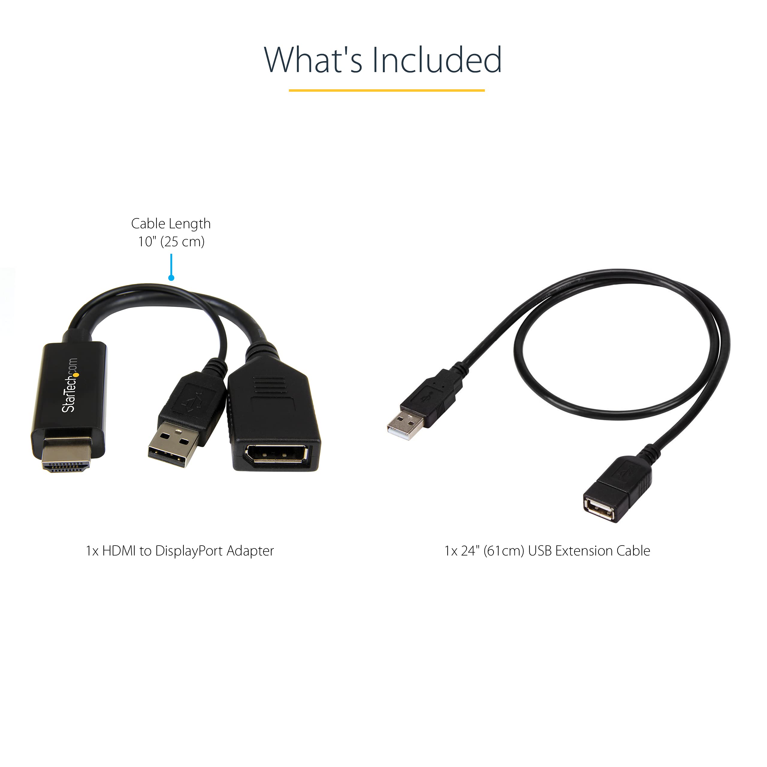 StarTech.com 4K 30Hz HDMI to DisplayPort Video Adapter w/ USB Power - 6 in - HDMI 1.4 (Male) to DP 1.2 (Female) Active Monitor Converter (HD2DP), Black