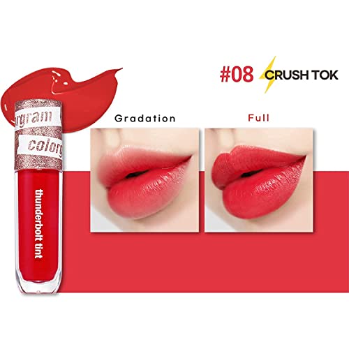 COLORGRAM Thunderbolt Tint Lacquer - True Beauty K-Drama Makeup, Glossy Long Lasting Moisturizing Lip Stain (2 Set (#8, #9))