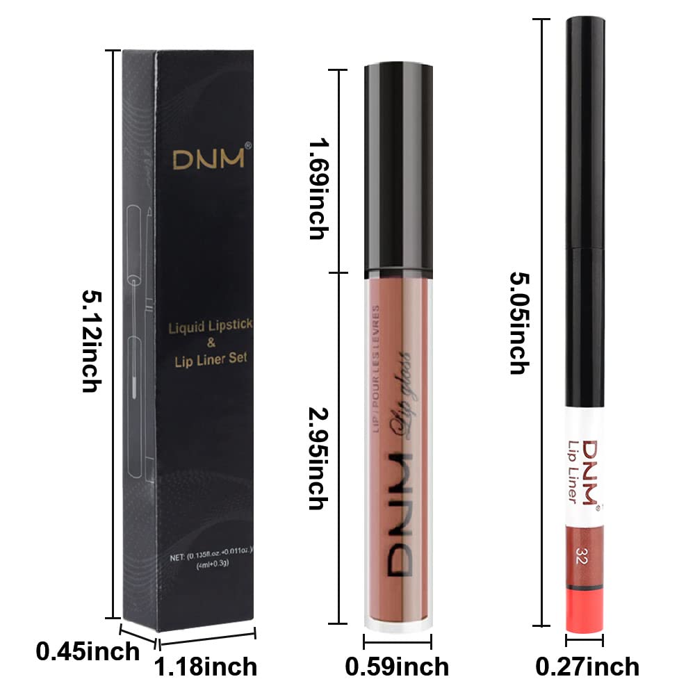 AMY'S DIARY 2pcs Nude Matte brown Lip Liner and Lipstick Makeup Set, Liquid Lipstick 24H and Lip Liner Set Matt Lips Make Up Waterproof Long Lasting Lipstick Matte Kit (#32)