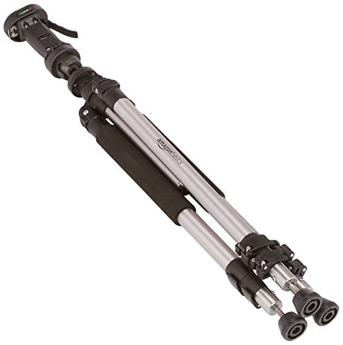 Amazon Basics Pistol Grip Camera Travel Tripod With Bag - 34.4 - 72.6 Inches, Silver and Black