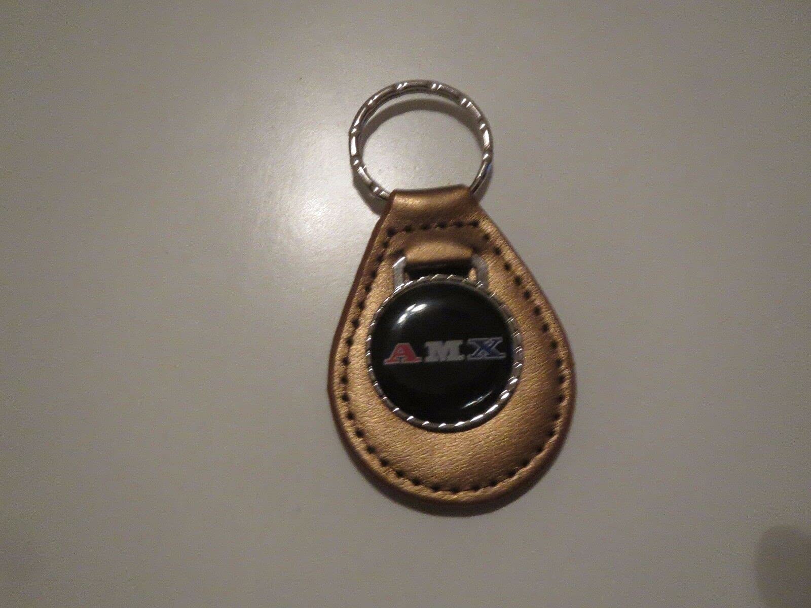 AMX A-M-X EMBLEM LOGO LEATHER KEYCHAIN - GOLD
