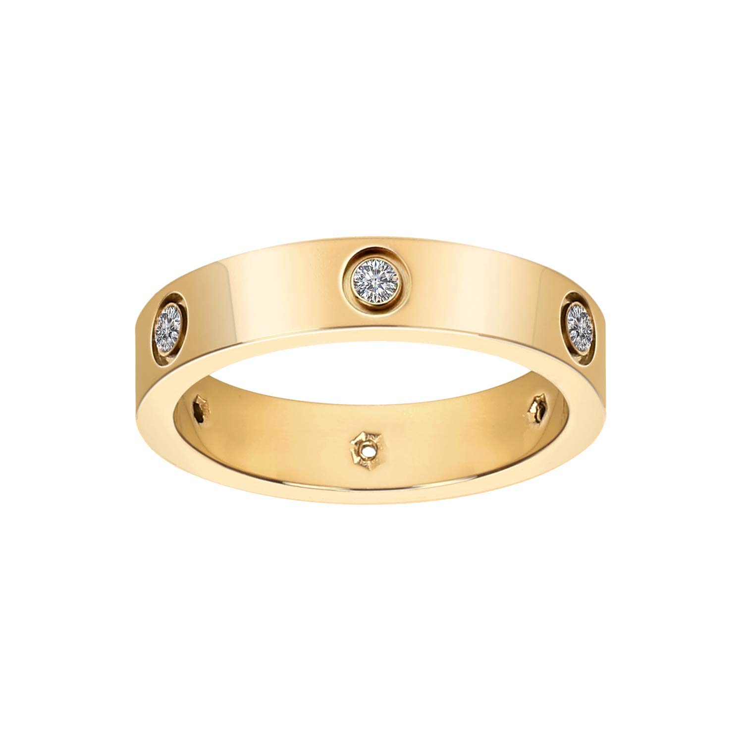 Aojun Fashion Classic 18K Gold Plated Titanium Steel Women Stacking Ring Best Gifts Couples Valentine's Day (Gold, 7)