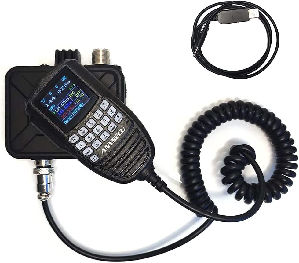 Anysecu WP-9900 Mini Mobile Radio 25W 200 Channels UHF VHF Dual Band Car Base Radio with Programming Cable