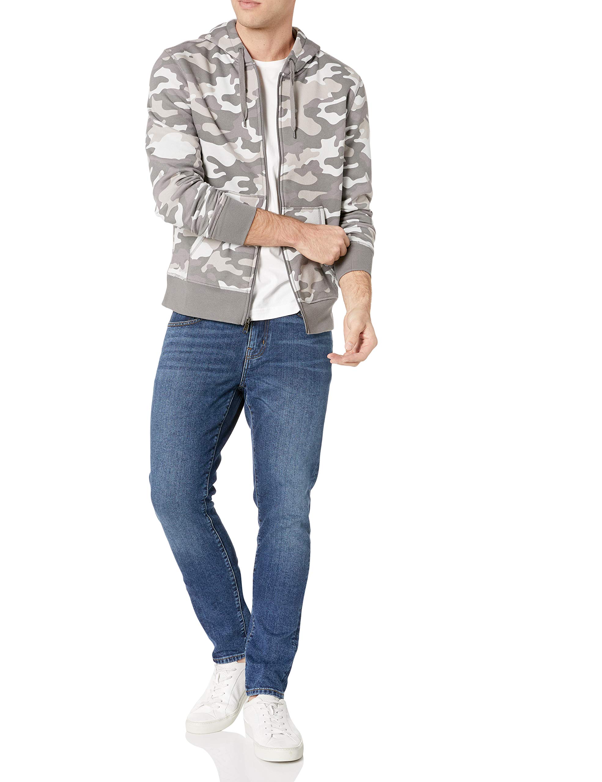 Amazon Essentials Men's Full-Zip Hooded Fleece Sweatshirt, Grey, Camo, XX-Large