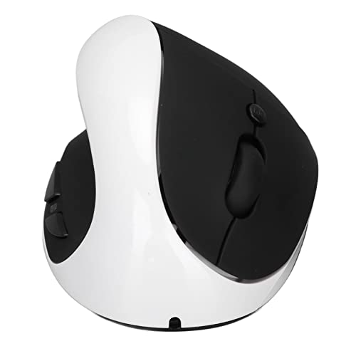ASHATA Left Vertical Ergonomic Mouse,Left Handed Vertical Mouse 800 1200 1600 DPI Adjustable 2.4G Wireless Rechargeable Mouse with USB Adapter,for Laptop PC Tablet(Black White)