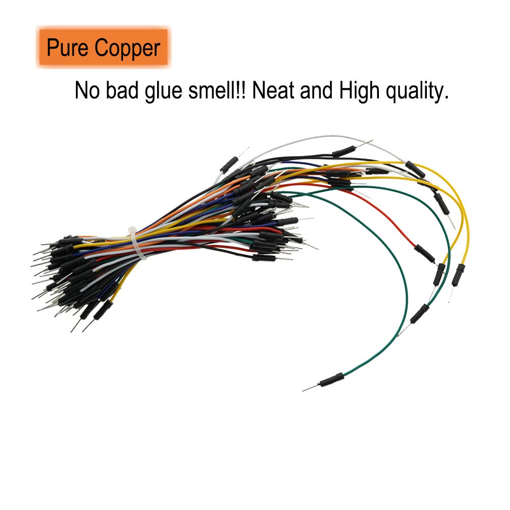 Makeronics Solderless Breadboard Jumper kit|5pcs Banana Plug to Jumper Wires + 140 Preformed Soft Breadboard Solid Copper Jumper Wires(Light Box Packing)+ 65 pcs Jumper Leads Wires Cables