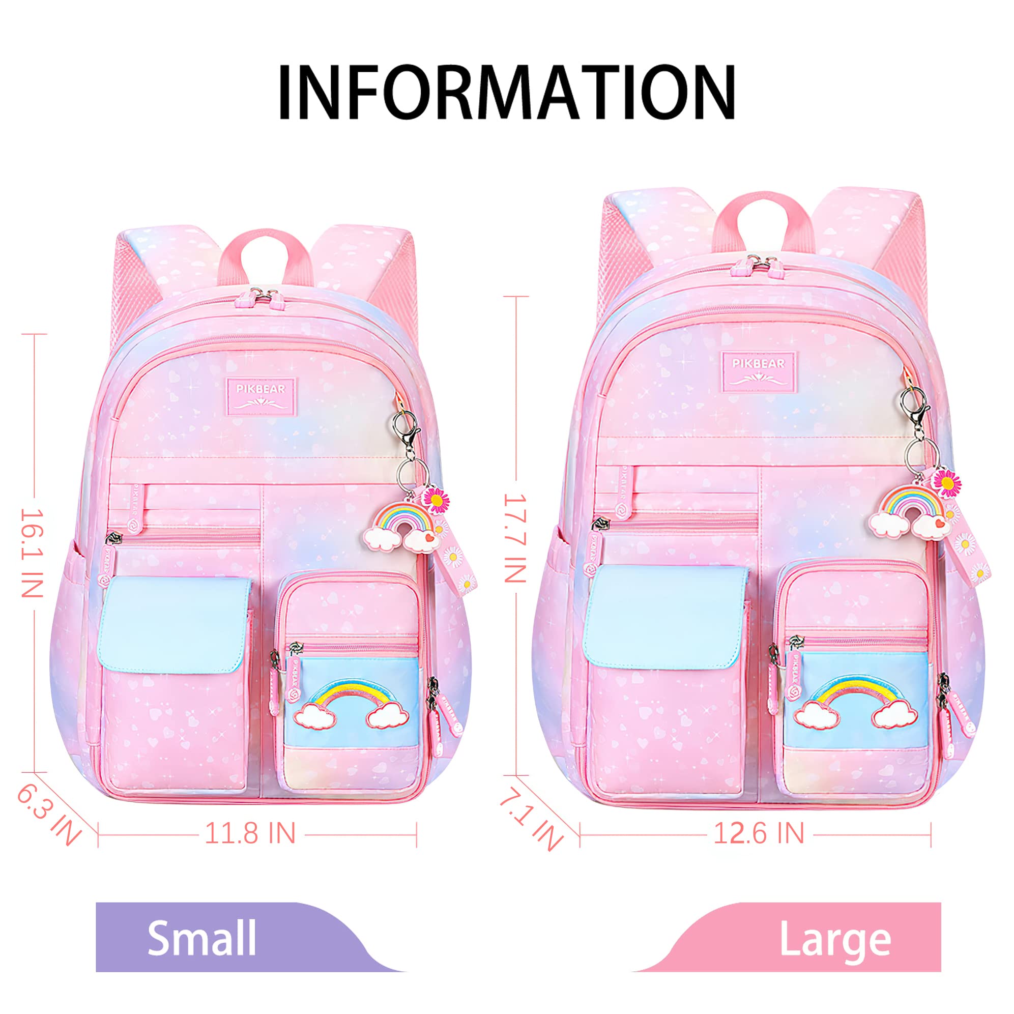 Aeafvot Cute Backpack Travel Backpacks Bookbag for Boys Girls Rainbow Gradient School Backpack Durable Water Resistant Pink Small