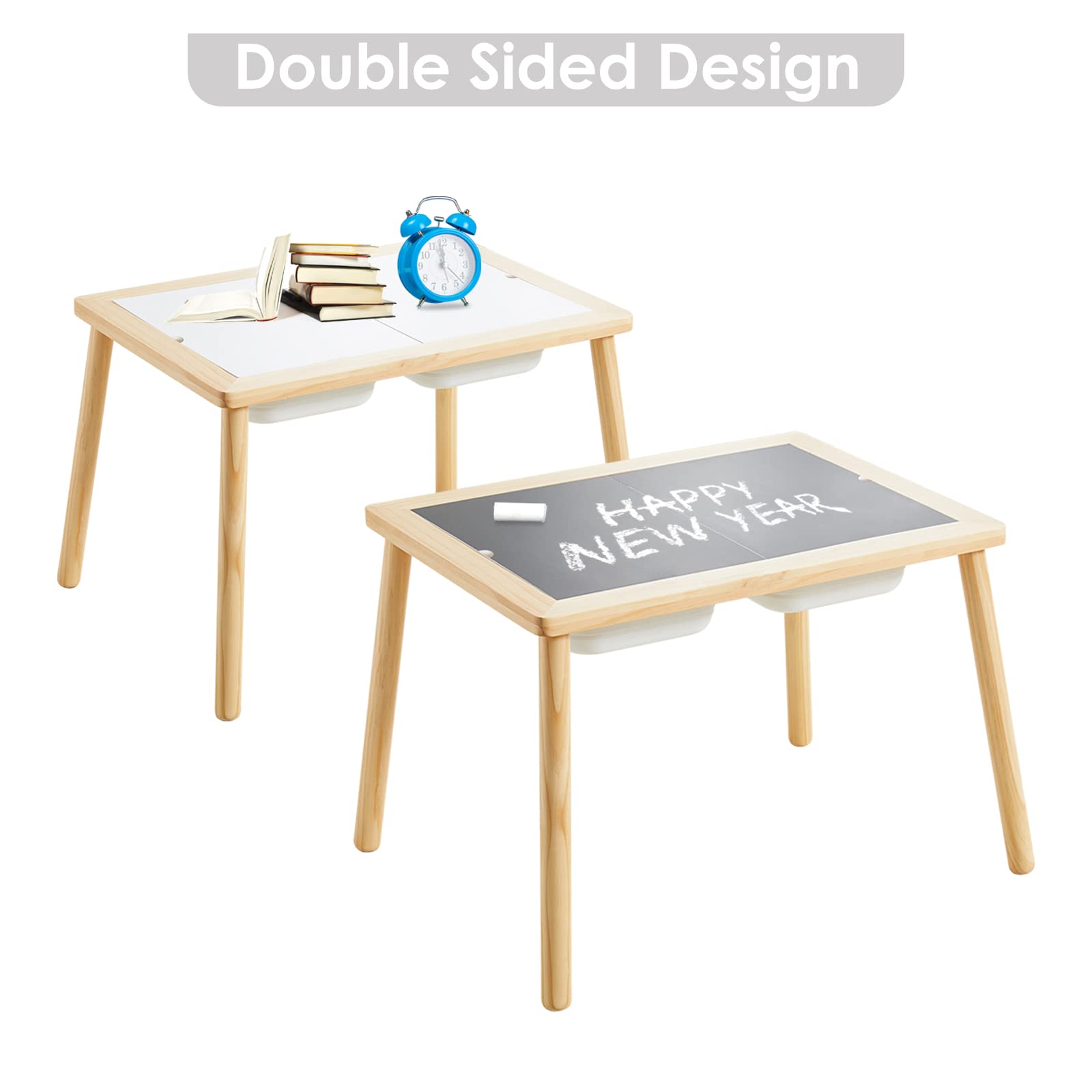 Beright Sensory Table with 2 Large Storage Bins, Kid's Table Play Sand Table Indoor, for Birthday, Christmas and Thanksgiving Gift