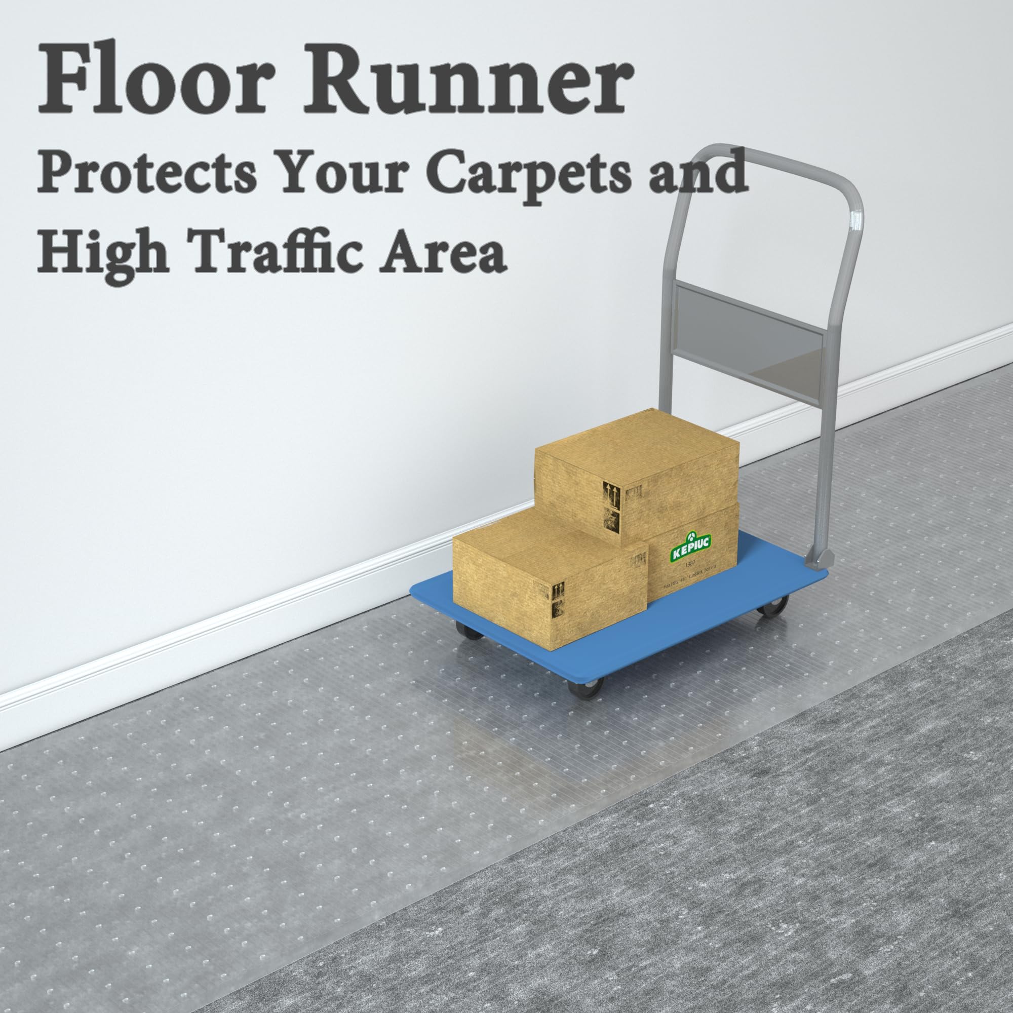 Amyracel Plastic Floor Runner for Low Pile Carpet, Clear Vinyl Carpet Protector for Hallway, Runner Rug Carpet Protector Mat, Easy to Clean, Stain-Resistant, 27" X 6'