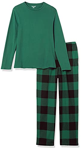 Amazon Essentials Men's Flannel Pajama Set (Available in Big & Tall), Green/Buffalo Plaid, Medium