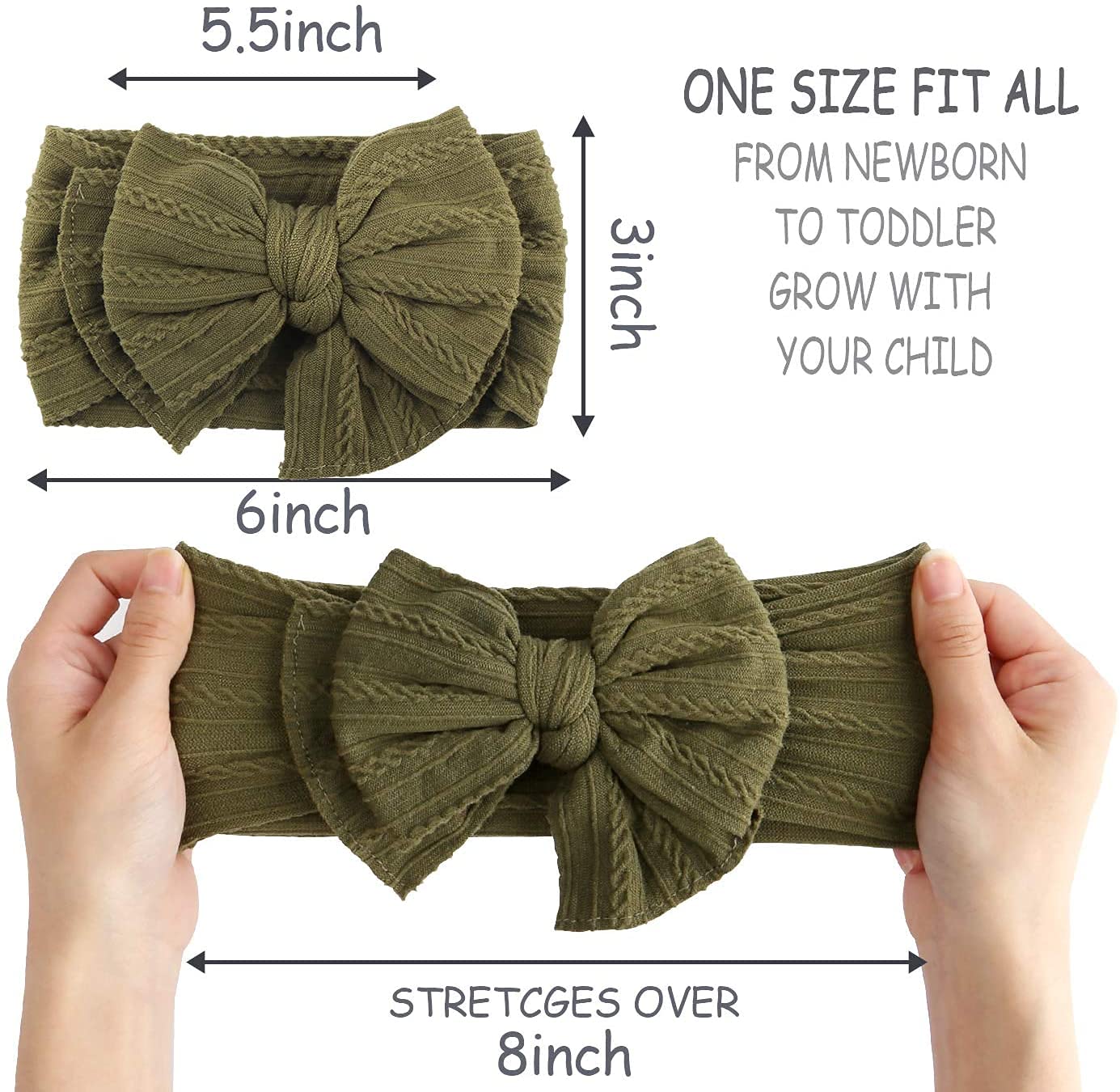 Makone Handmade Baby Headbands with Bows Stretchy Nylon Headbands for Infant Baby Girls
