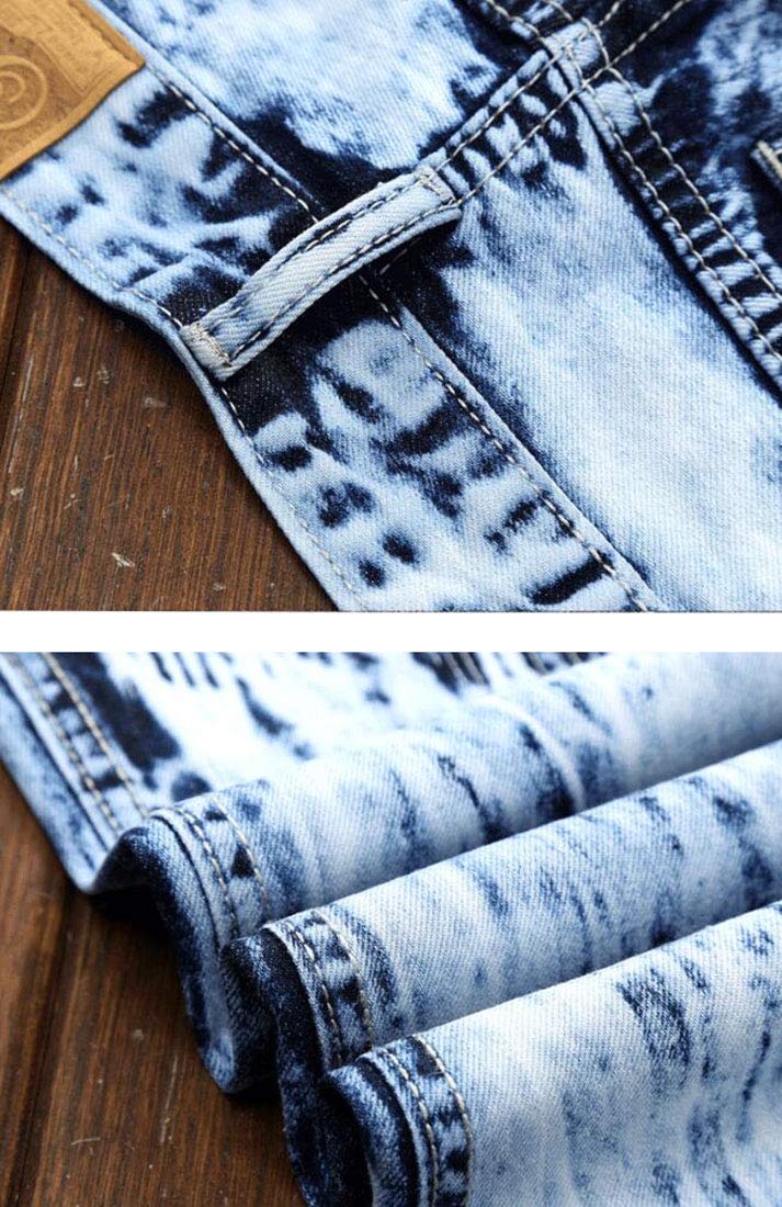 Amoystyle Men's Snow Washed Ripped Jeans Blue 167 Asian 42