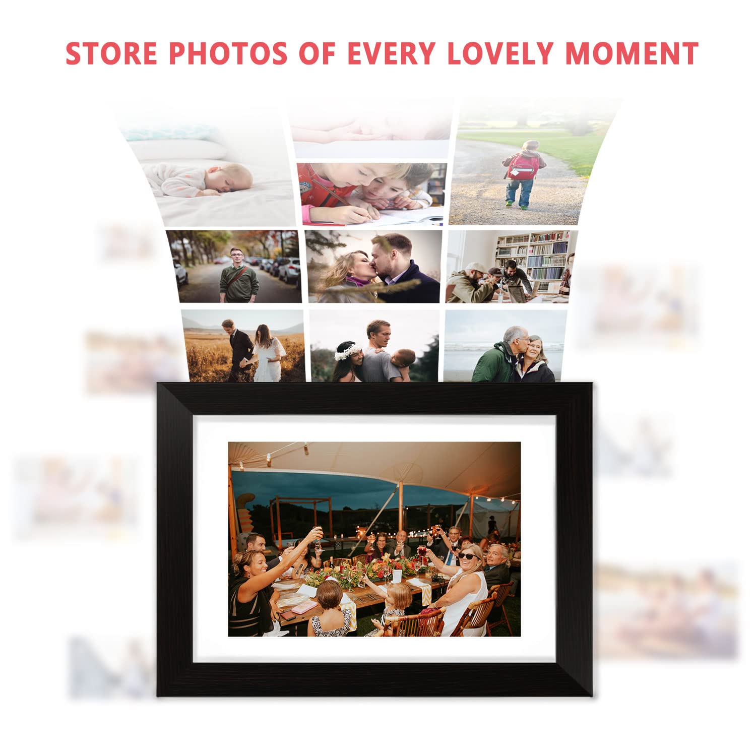 AEEZO WiFi Digital Picture Frame 10 Inch IPS Touch Screen FHD 2K Display Smart Cloud Photo Frame with 16GB Storage, Easy Setup to Share Photos & Videos, Auto-Rotate Frame (Black)