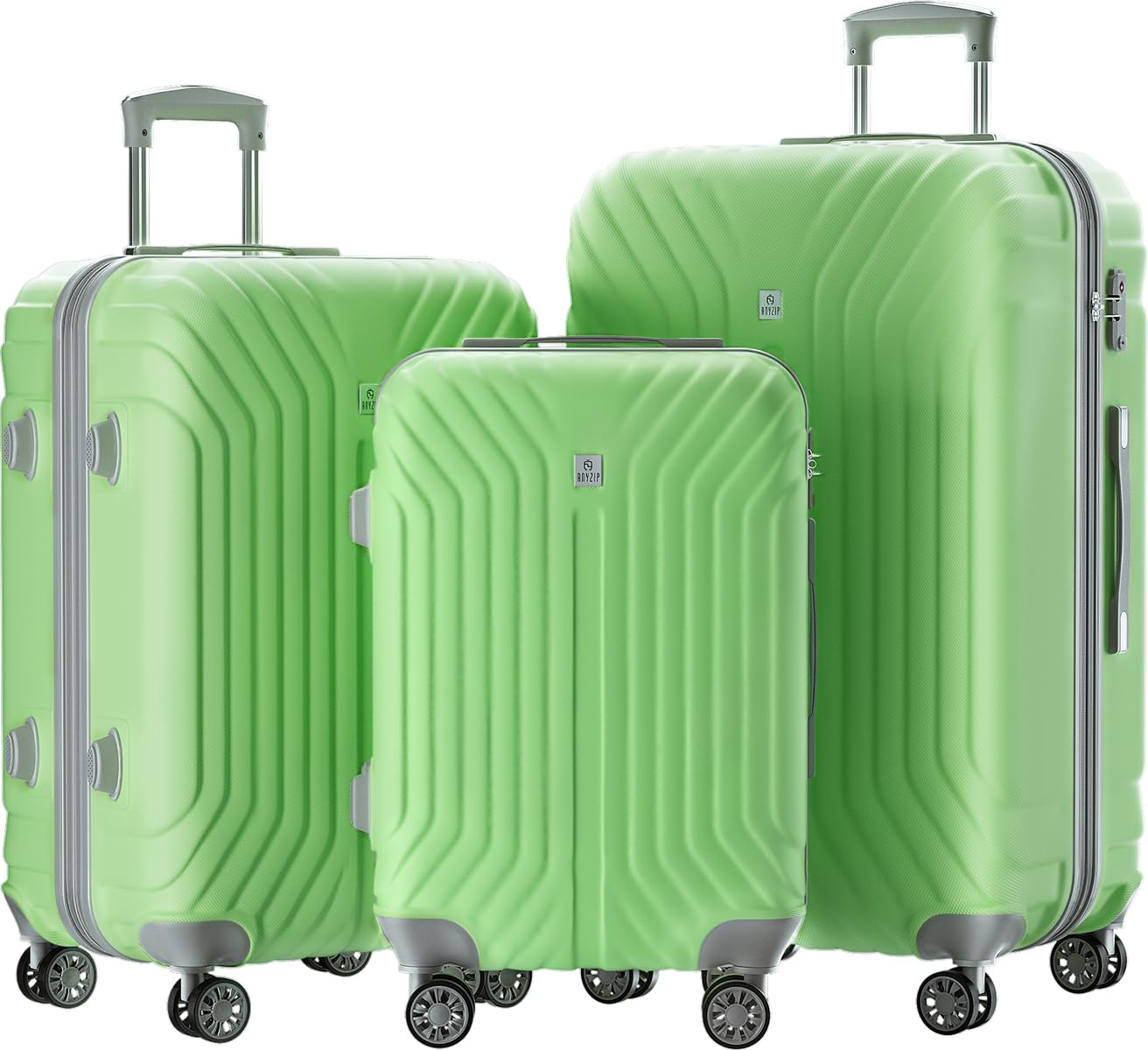 AnyZip Luggage Sets Expandable PC ABS 3 Piece Set Durable Suitcase with Spinner Wheels TSA Lock Carry On 20 24 28 Inch LightGreen