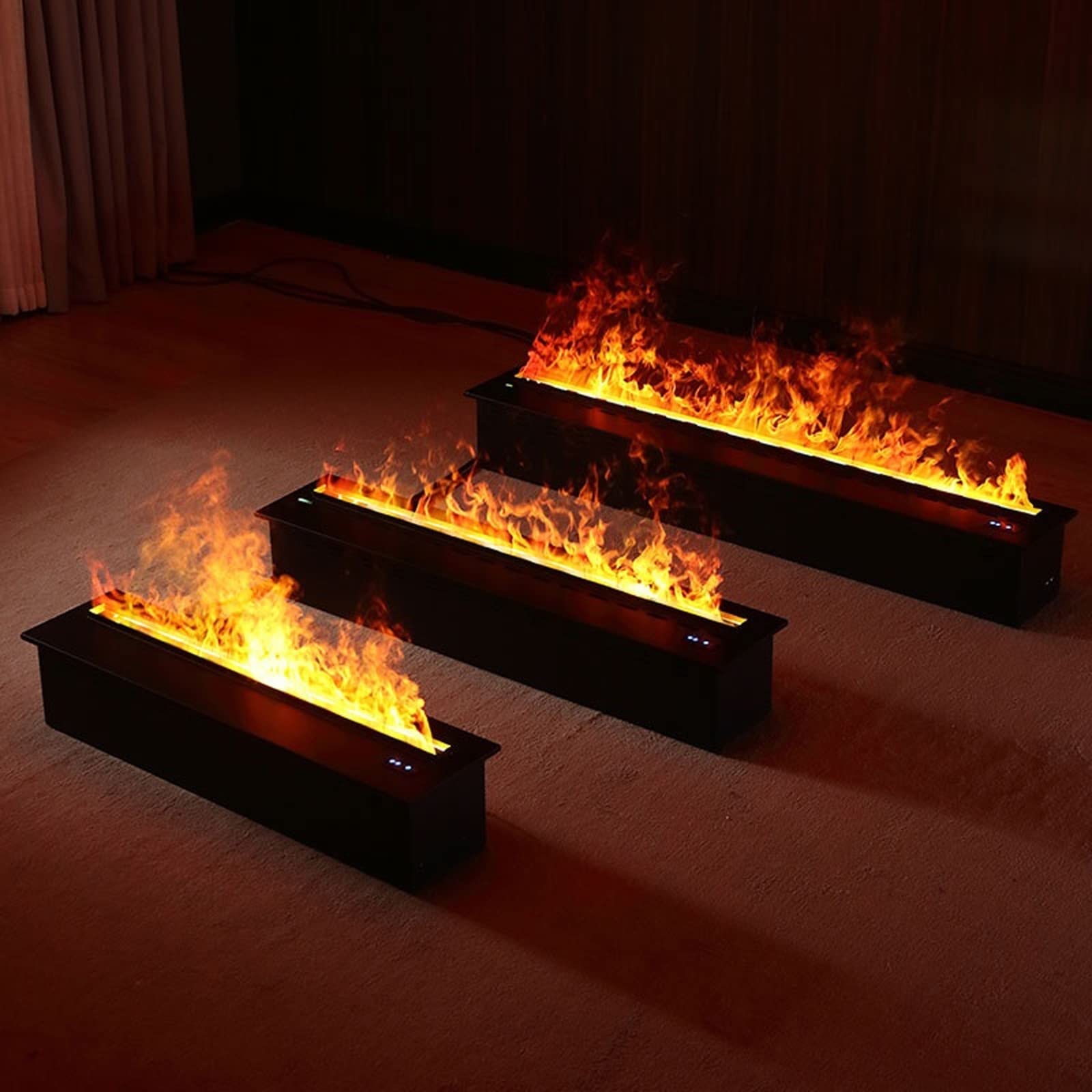 ARZARF Water Vapor Fireplace 47.2" in-Wall Recessed Electric Fireplace Stainless Steel Metal Panel 3D Touchable Simulation Flame Low Noise (Black) Electric Fireplace Stove