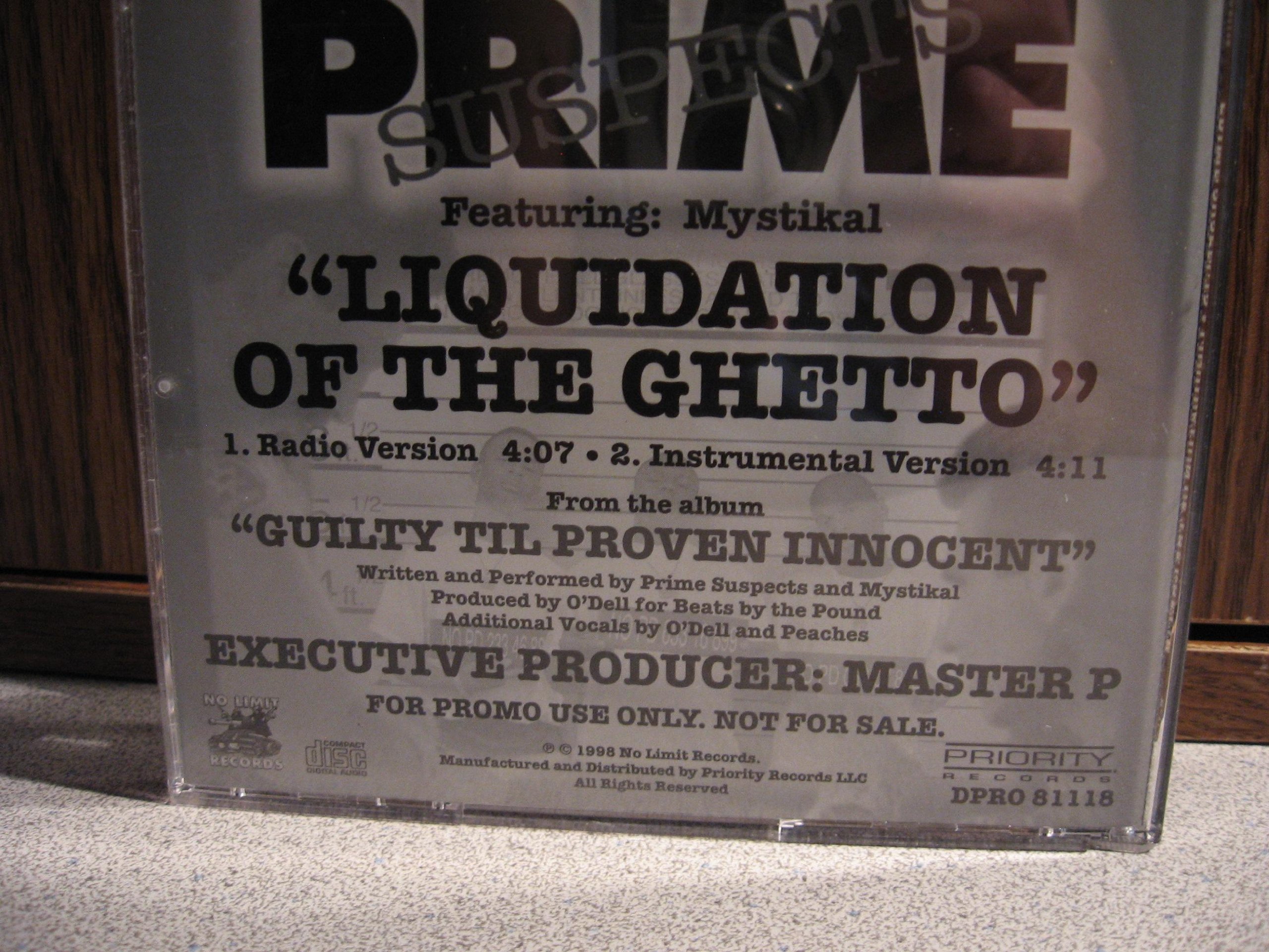 Prime Suspects Featuring Mystikal – Liquidation Of The Ghetto 2-track Single Promo CD (1998) [Audio CD]