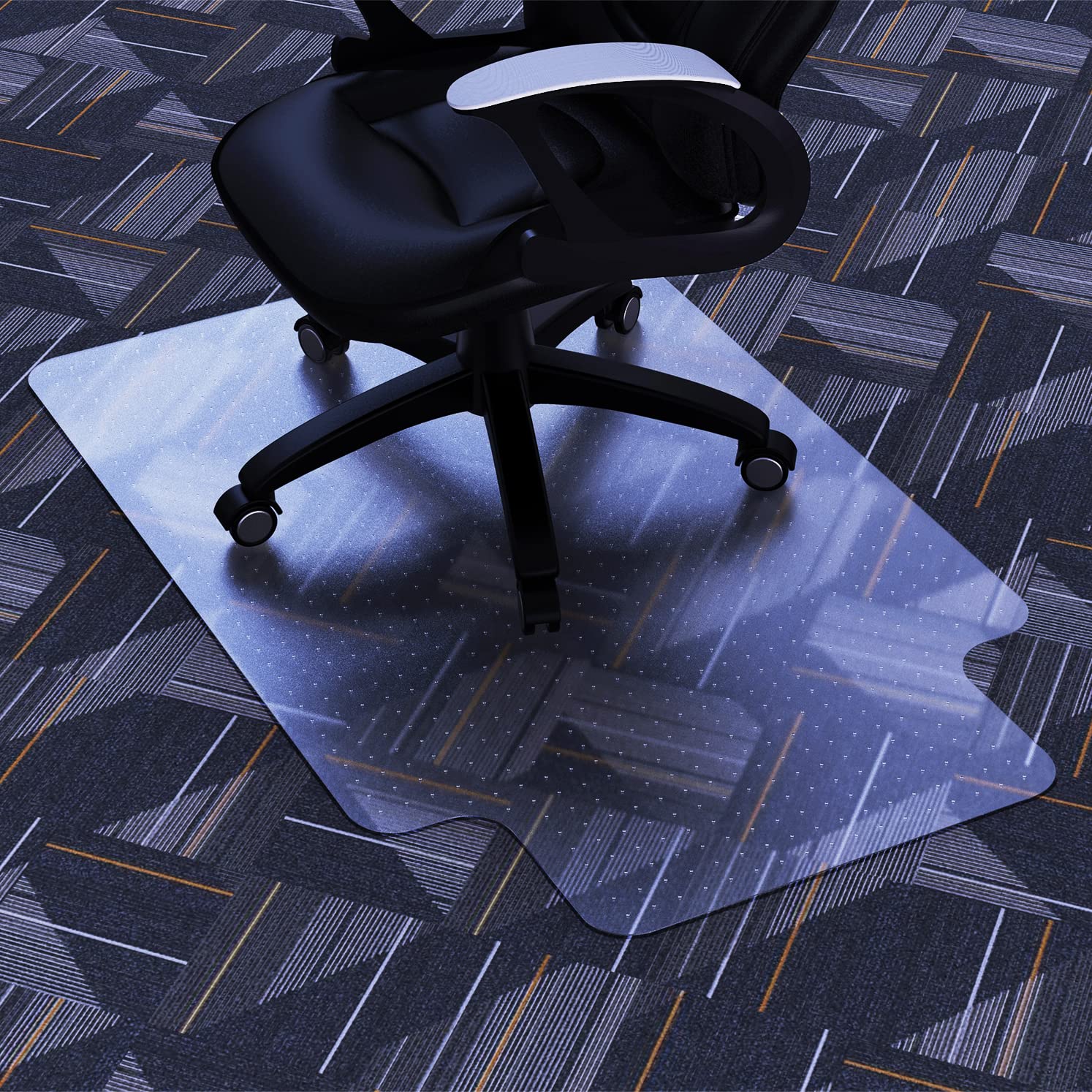 Amyracel Clear Chair Mat for Low Pile Carpet, 53'' x 45'' Thick Computer Desk Chair Mat for Carpeted Floors, Easy Glide Plastic Floor Mat for Office Chair on Carpet Protection (45'' x 53'' with Lip)
