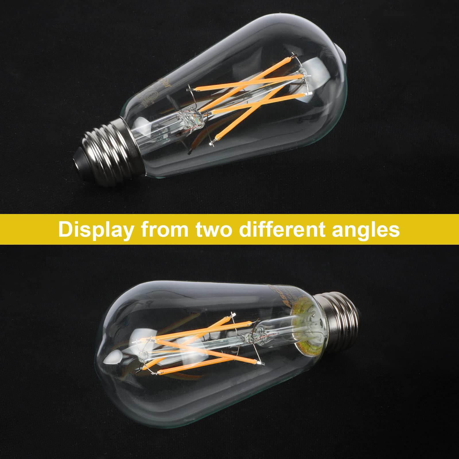 Ascher Dimmable E26 Vintage LED Edison Bulbs, 60 Watt Equivalent, Warm White 2700K, CRI 95+, Clear Glass Filament Light Bulbs for Chandeliers,Ceiling Fan,Pendant,Wall sconces, Pack of 4