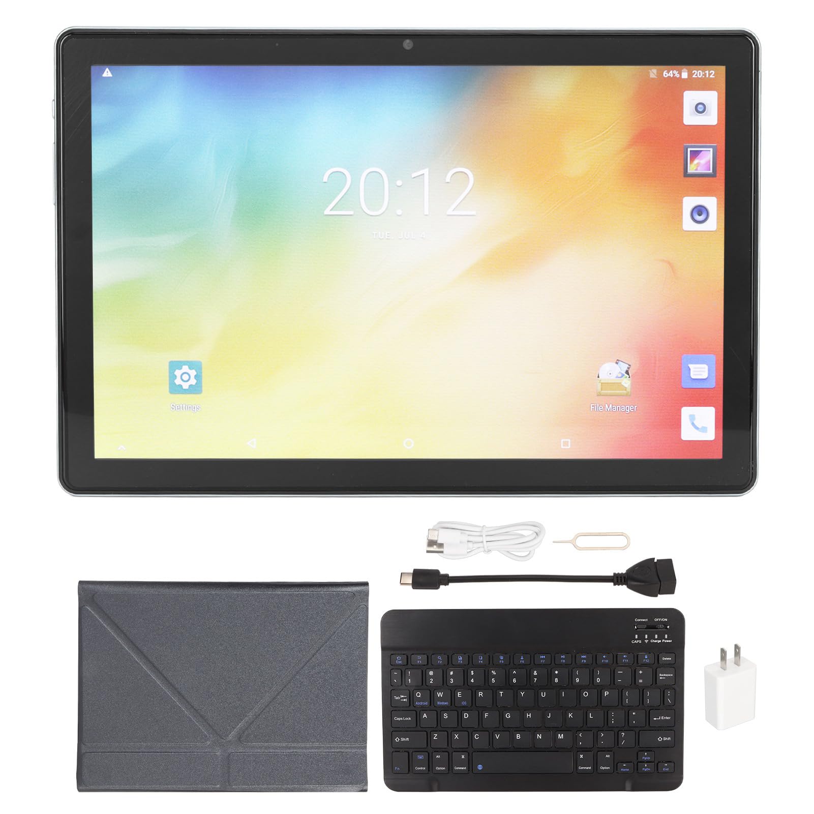 Airshi Computer Tablet, Front 8MP Rear 20MP 10.1in Tablet Gravity Sensor 100 to 240V 2 in 1 for Home for Android12.0 (#2)