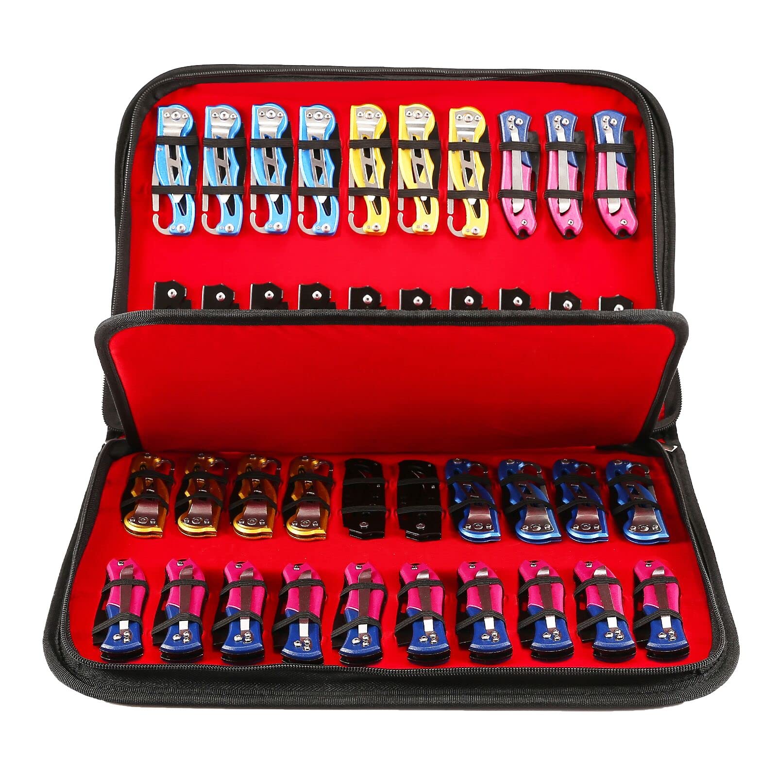 ATAZUA Knife Storage Bag with 40 Slots Waterproof PU Pocket Knife Storage Case Small Knife Display Case PU Knife Cases 15 x 24 inch