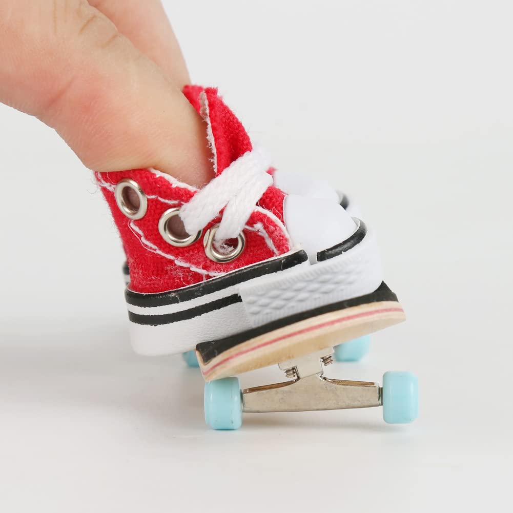 ATAZUA Rock Deck Professional Finger Skateboard Kits, Maple Complete Wooden Fingerboard with Cute Mini Skate Shoes