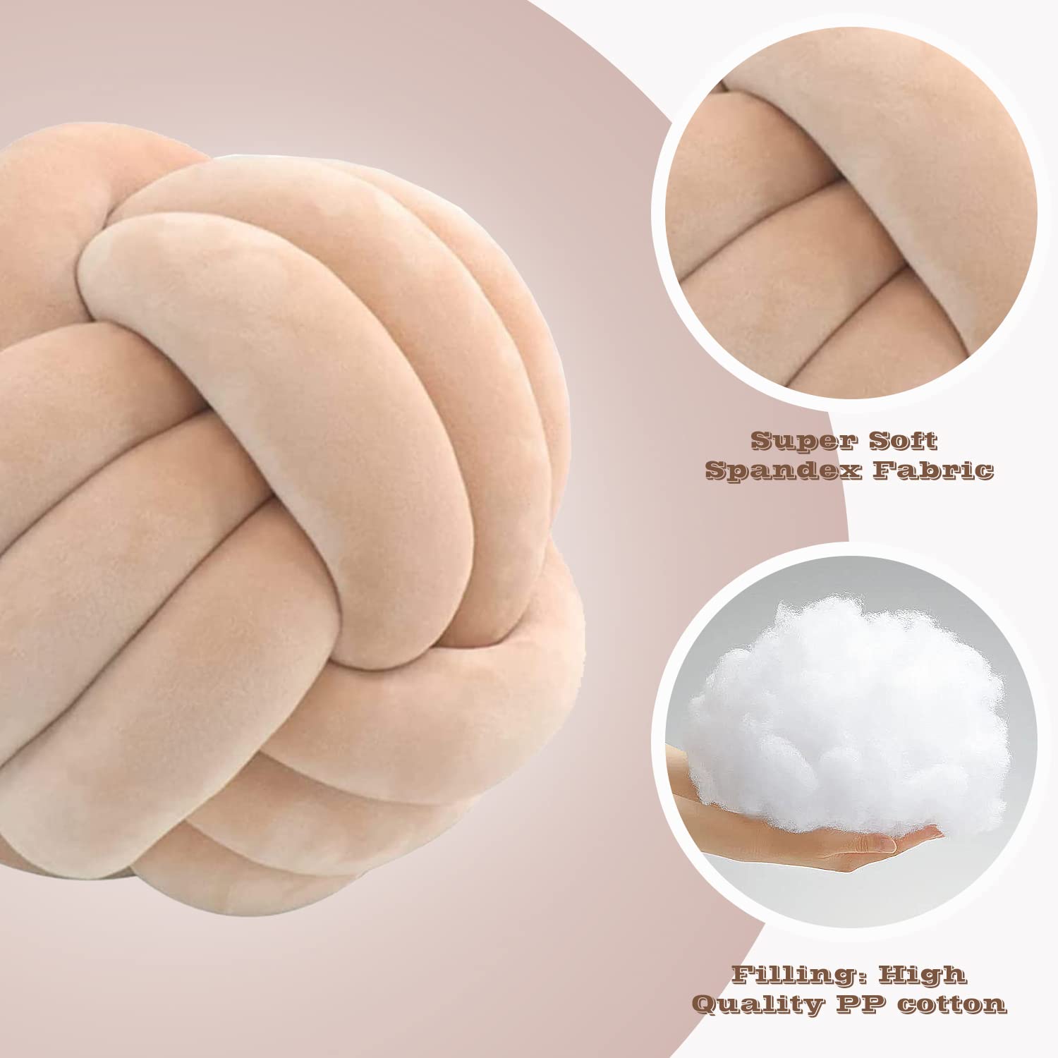 Aoruisen Ivory Soft Knot Ball Pillows, Knotted Plush Throw Pillow Cushion Round Throw Knot Pillow Handmade Round Plush Pillows Home Decorative for Sofa Bedroom Bed 8 inchs