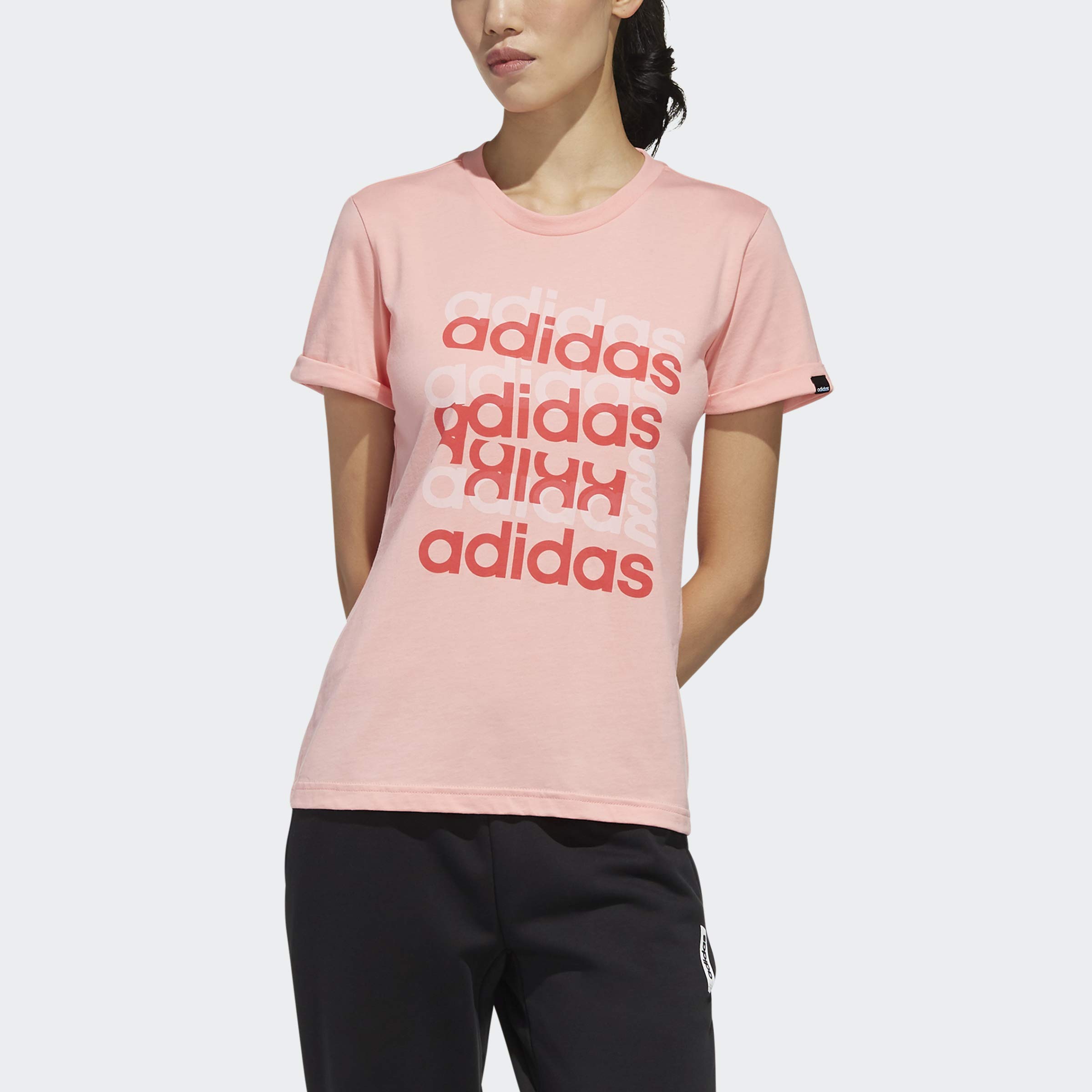 adidas Women's Big Graphic T-Shirt White/Purple Tint Small
