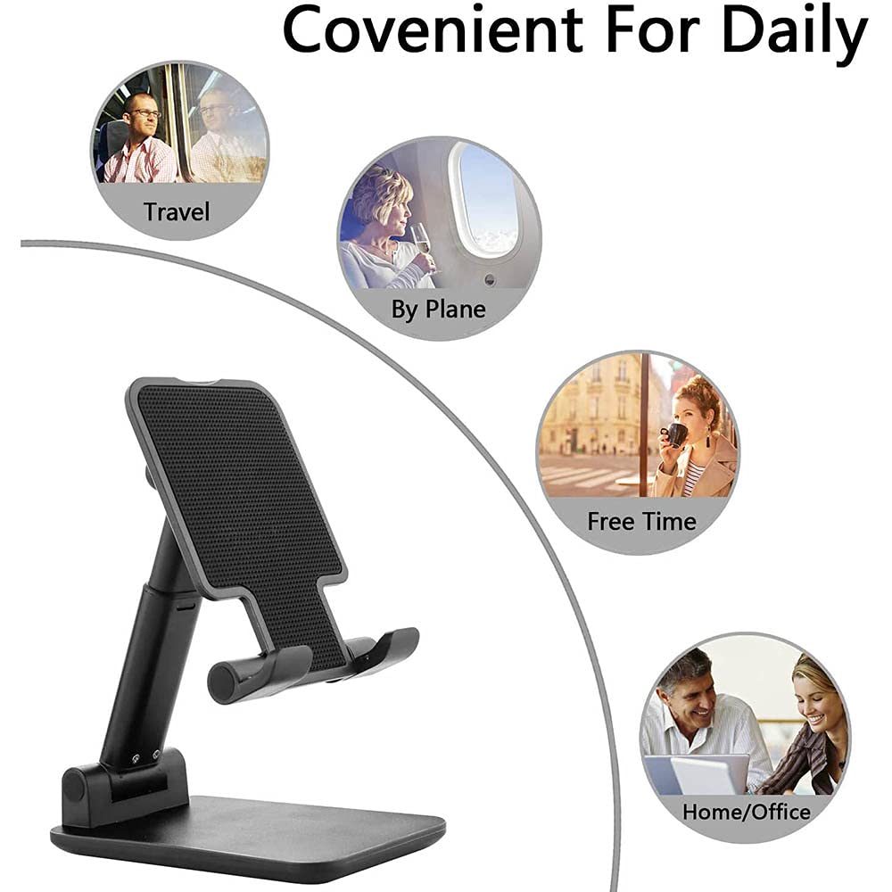 ANDATE Cell Phone Stand, Angle Height Adjustable Cell Phone Stand for Desk, Foldable Cell Phone Holder, Cradle, Dock, Tablet Stand, Case Friendly Compatible with All Mobile Phone/iPad/Kindle/Tablet