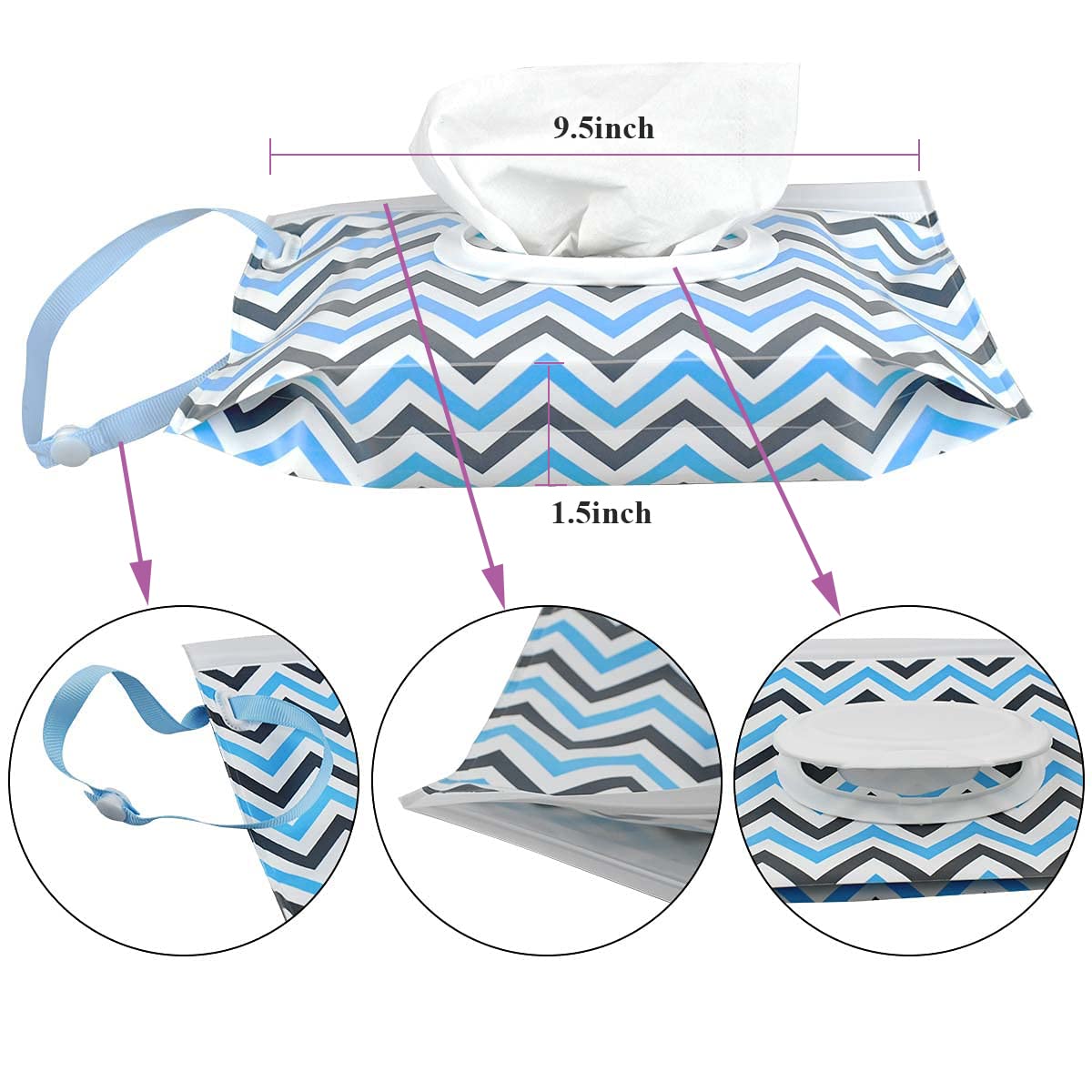 Baby Wipes Dispenser, On-The-Go Wipes Dispenser ,Portable Wet Reusable Refillable Wipe Holder Container for Diaper Bag Lightweight Travel Wipe Pouch Cases