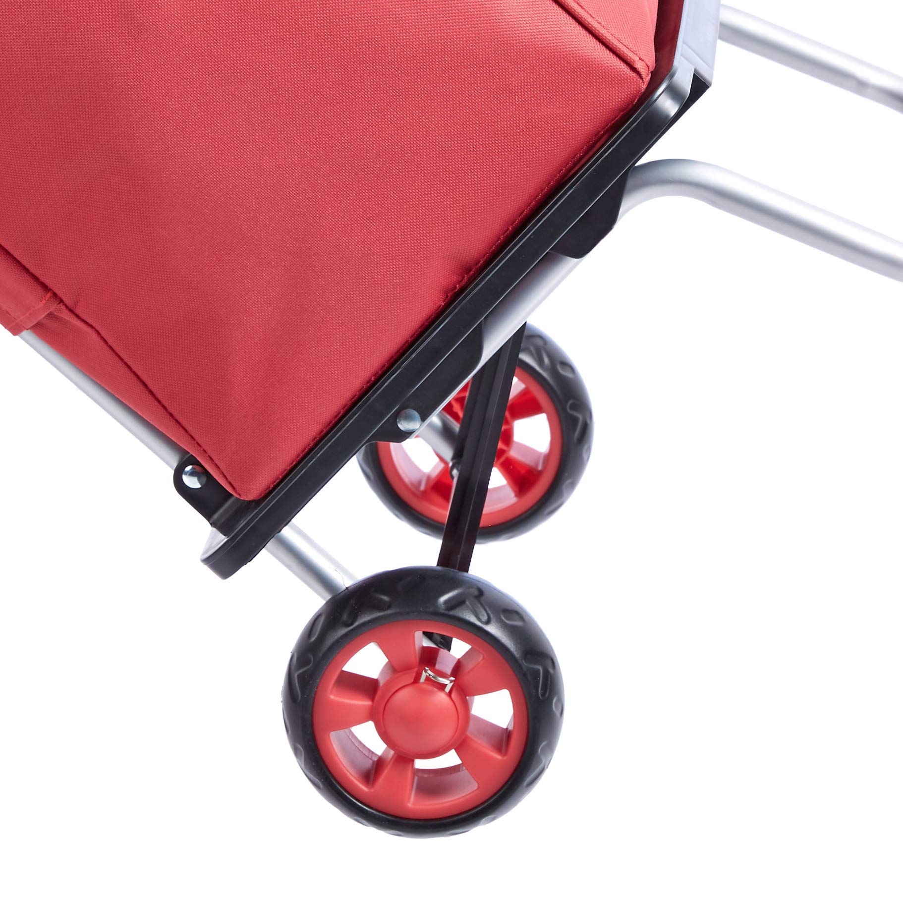 Amazon Basics Folding Shopping Cart Converts into Dolly, 40 inch Handle Height, Red