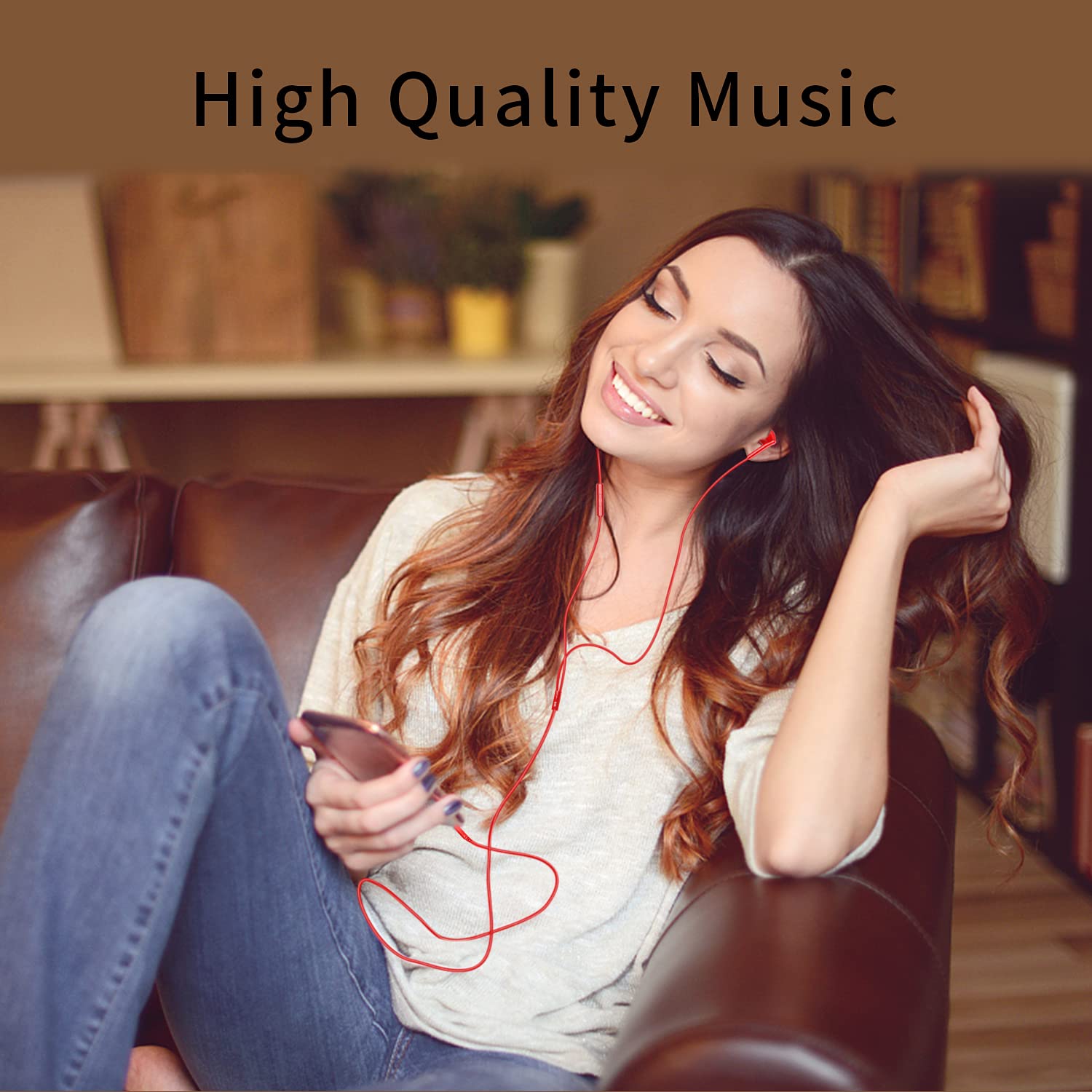 BACKWIN Wired Earbuds, Headphones with Mic, Bass Driven Sound, Anti-Tangle Noise Cancelling Clear Calls 0 Latency IP67 Dust/Water Resistance 3.5mm Jack Fit for iphone/iPad/Android/PC(Red)