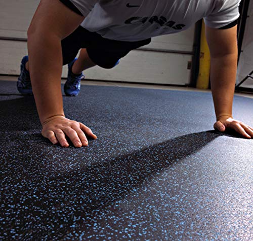 American Floor Mats Sport 8mm Heavy Duty Rubber Flooring - Interlocking Rubber Tile (23" x 23") 10% Blue 9'7" x 15'4" Set (146 Square feet)