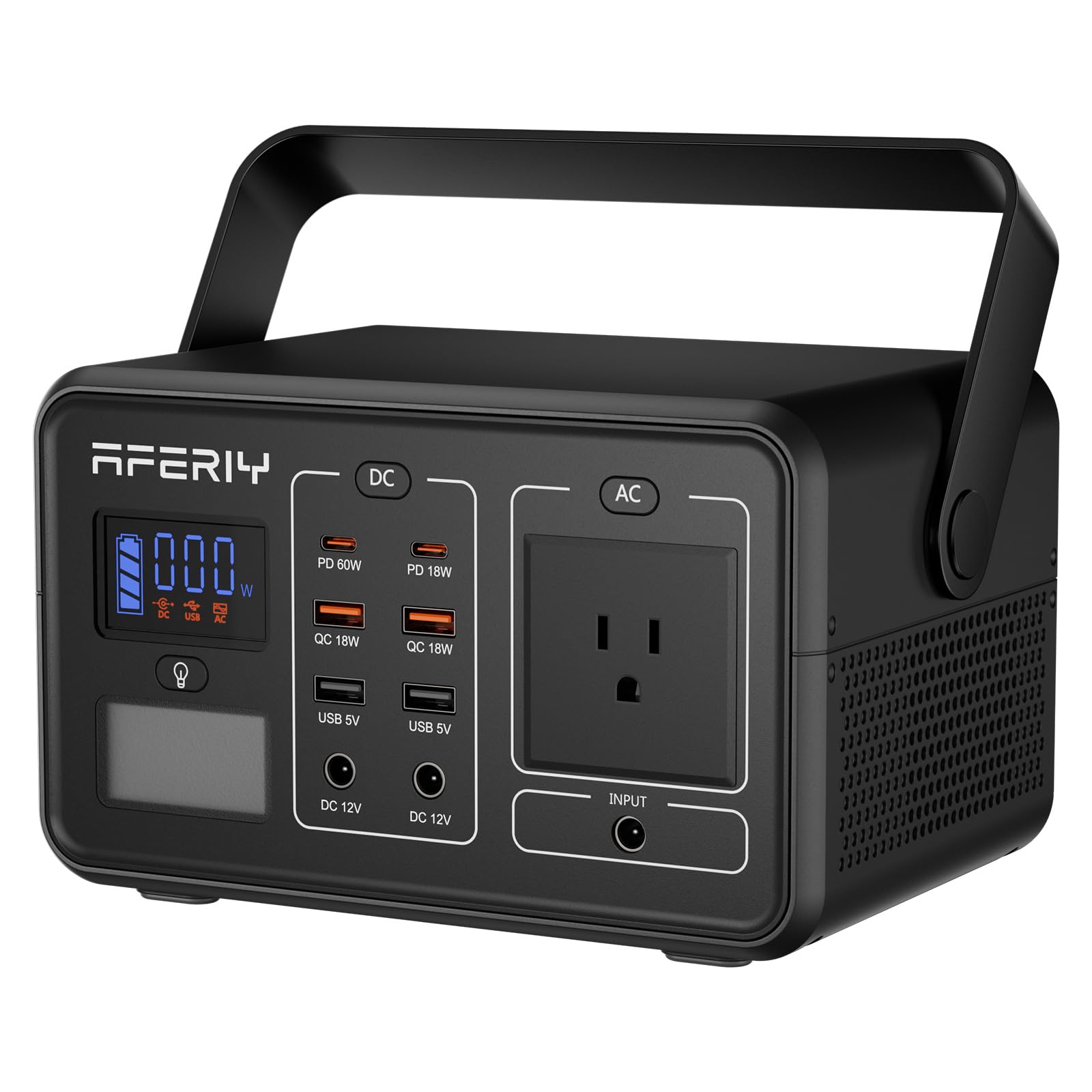 AFERIY Portable Power Station, 224Wh Solar Generator with AC Outlets / 8 Output Ports for Home Backup, Emergency, Outdoor Camping