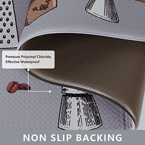 Alishomtll 2 PCS Kitchen Rugs and Mats,Cushioned Anti-Fatigue Kitchen Rugs, Waterproof Non-Slip Kitchen Mats, Washable Coffee Time Kitchen Mats for Floor Kitchen Laundry Office (17.3"x30"+17.3"x47")