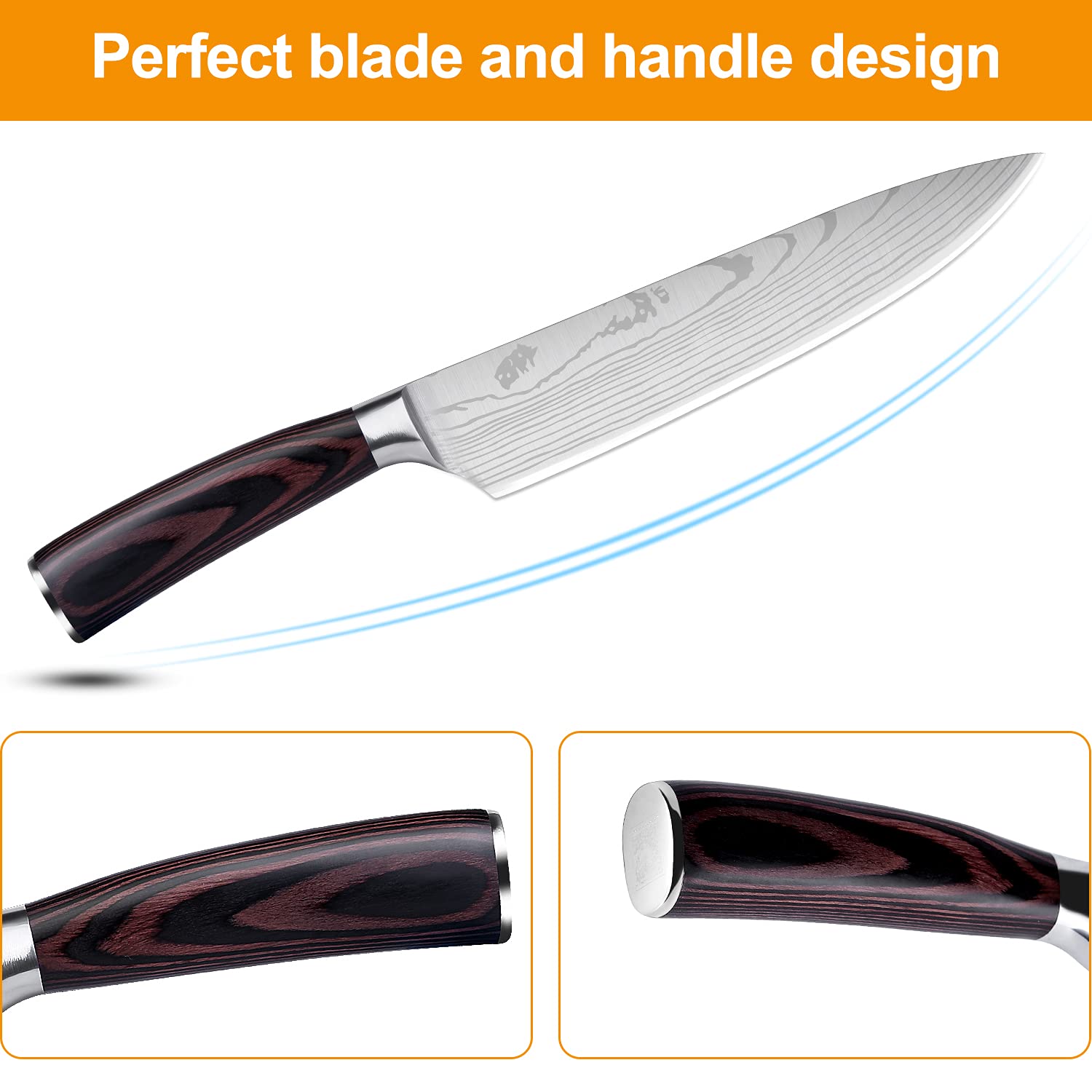 Bekhic Chef Knife - CKnife Pro Kitchen Knife 8-Inch Chef's Knife made of German High Carbon Stainless Steel ,Ergonomic Handle, Ultra Sharp