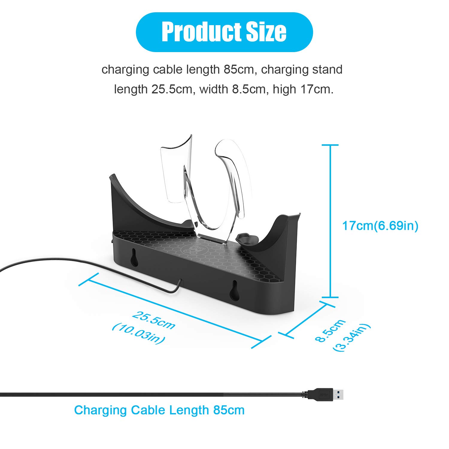AMVR Touch Controllers Storage and Charging Station, VR Headset Wall Mount Stand for Valve Index, Two Functions Both Hold Valve Index Headset and Type-C Charge Handle Controller