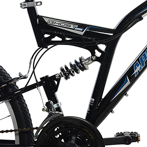 Apollo Ghost Full Suspension Mountain Bike, 26 inch Wheels, 18 inch Frame, Men's Bike, Black