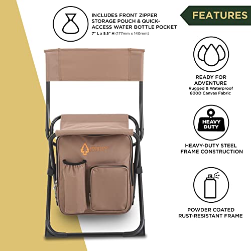 Arrowhead Outdoor Multi-Function 3-in-1 Compact Camp Chair: Backpack, Stool & Insulated Cooler, w/Bottle Holder & Storage Bag, External Pockets, Backrest, Fishing, Hiking, Heavy-Duty, USA-Based