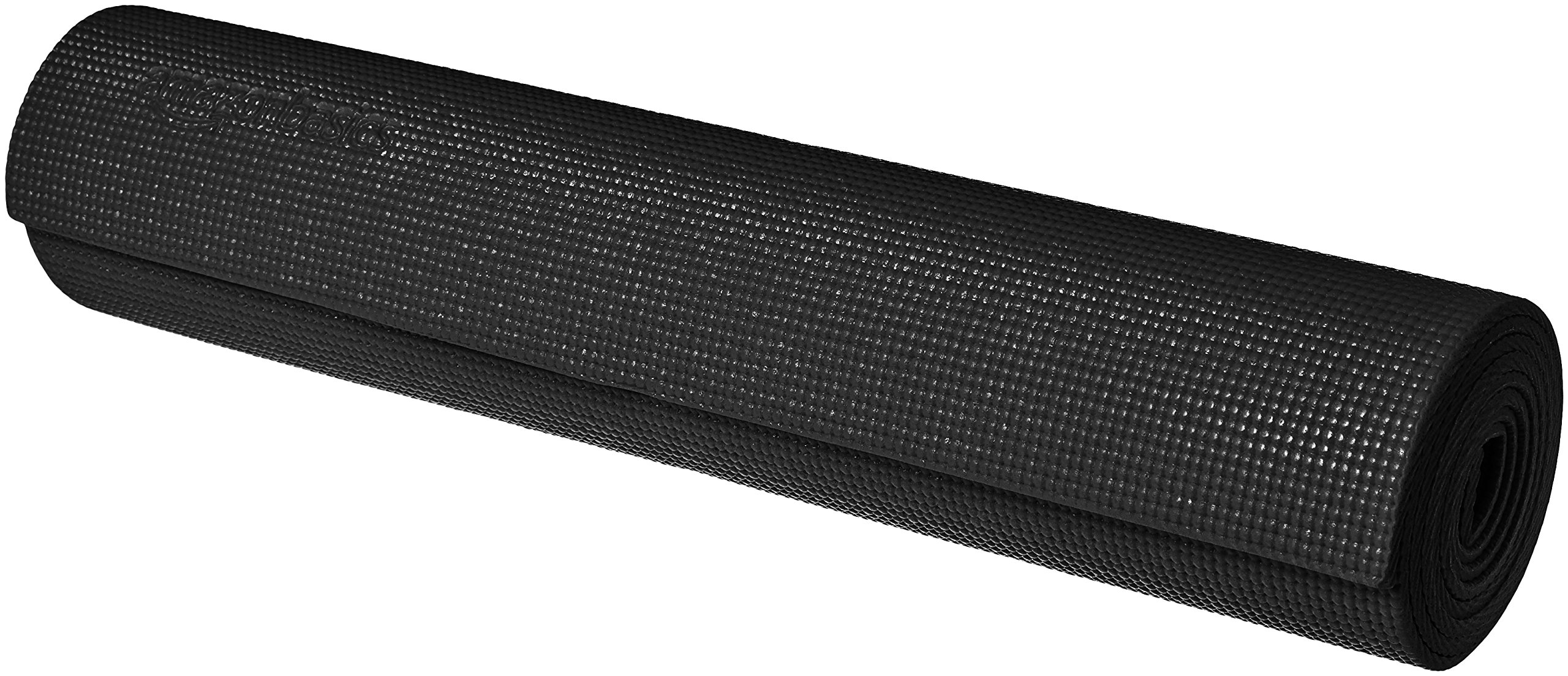 Amazon Basics Yoga & Exercise Mat with Carrying Strap, 1/4", Black