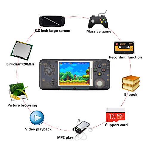 Handheld Game Console ,Retro Game Console Built-in 3000 Classic Game Console 3 Inch Screen Portable Video Game Console - Transparent Black