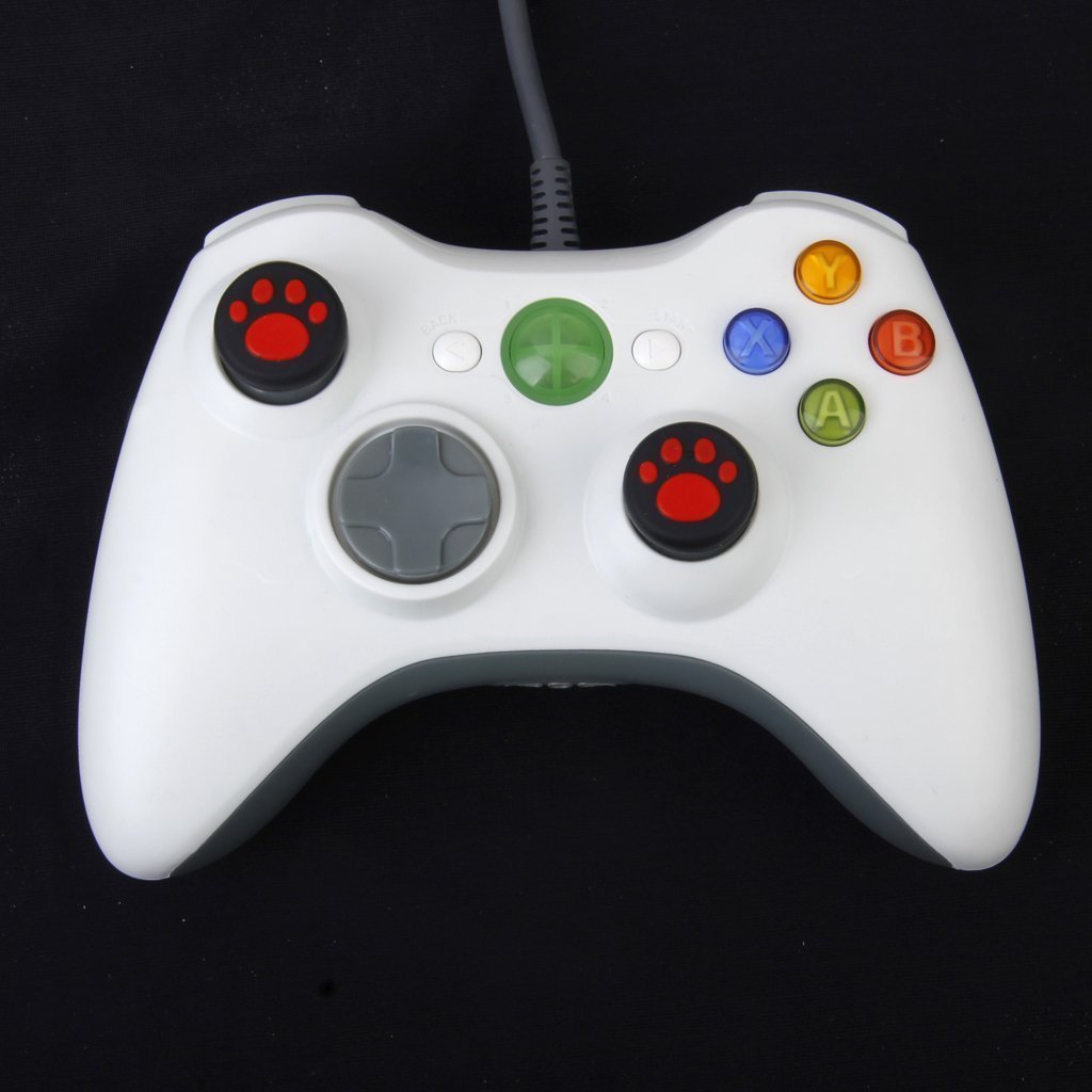 Analog Silicone Thumb Stick Grips Cap Joystick ThumbSticks Caps Cover for PS4 PS3 Xbox One Xbox 360 PS2 Game Controllers (4 x Red Cat Dog Paw)