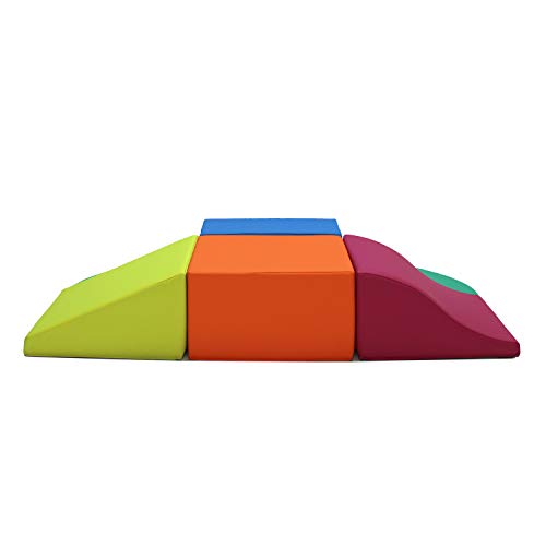 Factory Direct Partners 13021-LMRS SoftScape Playtime All Around Climber for Crawling Infants and Toddlers, Soft Foam Indoor Active Play with Steps and Slides (6-Piece) - Lime/Raspberry