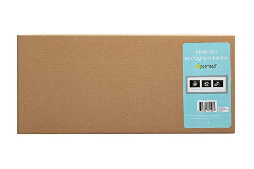 Pearhead Triple Sonogram Picture Frame, Pregnancy Keepsake Photo Frame, Gender-Neutral Baby Nursery Décor, Baby Accessory for New and Expecting Parents, Gray