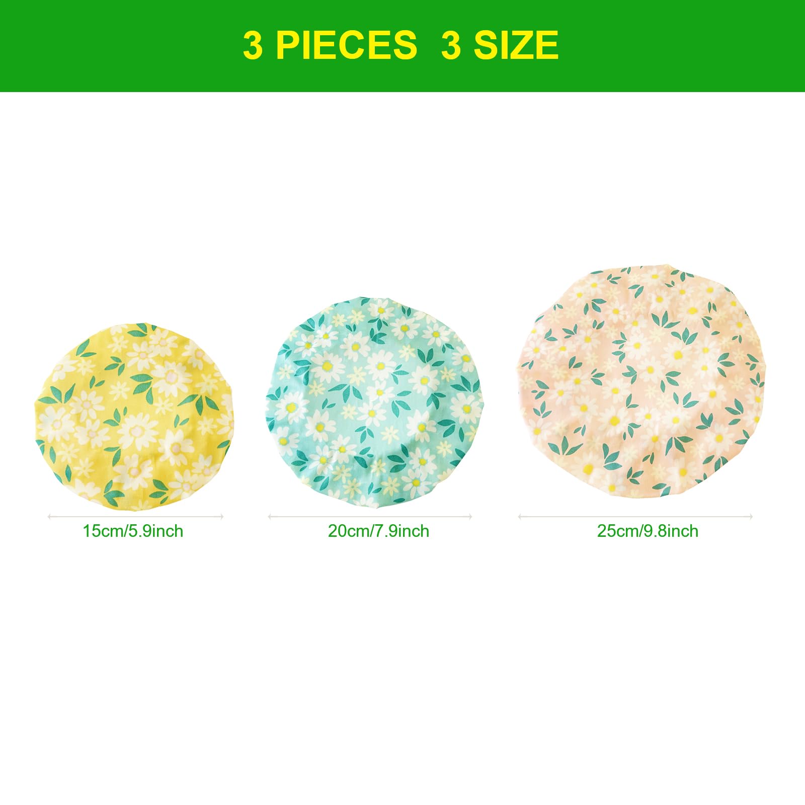 Beeswax Bowl Covers Reusable in 5 Size Stretch Cloth Fabric, Elastic Food Storage Covers Cotton Bread Bowl Covers Reusable Lids for Food, Fruits, Leftover