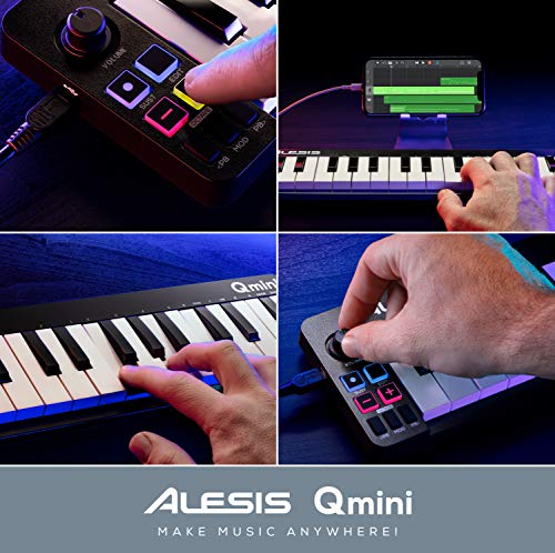 Alesis Qmini - Portable 32 Key USB MIDI Keyboard Controller with Velocity Sensitive Synth Action Keys and Music Production Software Included