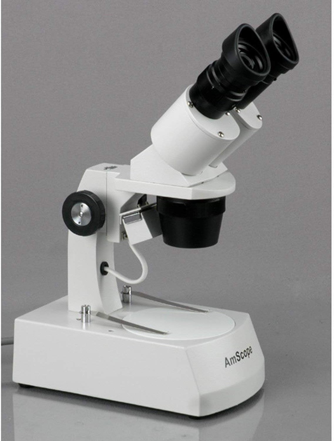 AmScope SE305R-AZ Forward-Mounted Binocular Stereo Microscope, WF10x and WF20x Eyepieces, 10X/20X/30X/60X Magnification, 1X and 3X Objectives, Upper and Lower Halogen Light Source, Arm Stand, 120V