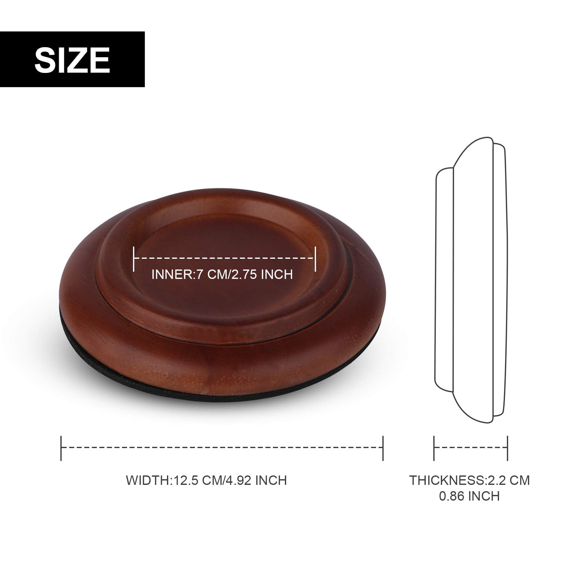 FameFame 3 Pack Hardwood Piano Caster Cups Floor Protector Solid Caster for Grand Piano, Non-Slip & Anti-Noise Foot Pad, (Brown) 1