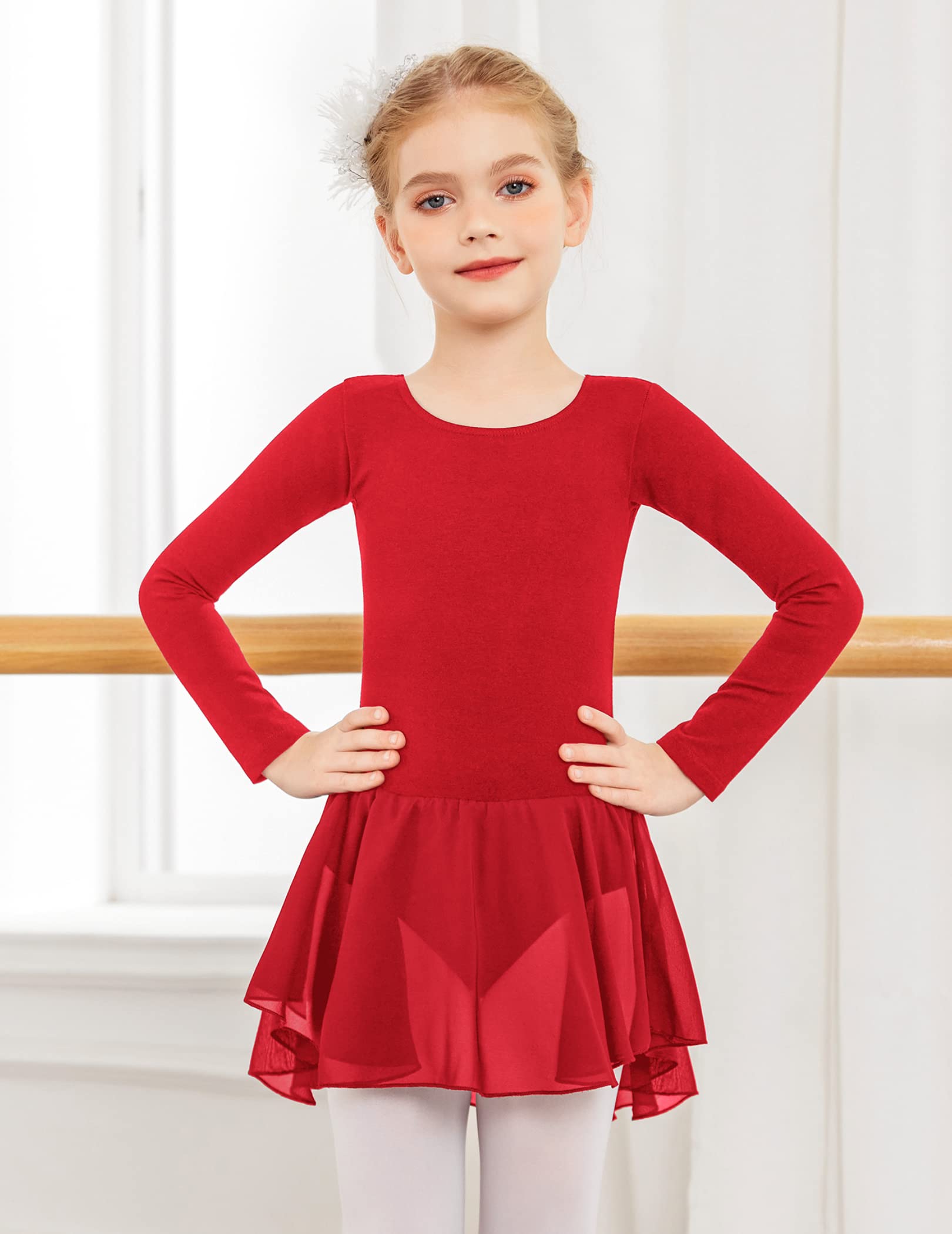 Arshiner Kids Girls Classic Long Sleeve Leotard Dance Ballet Dress